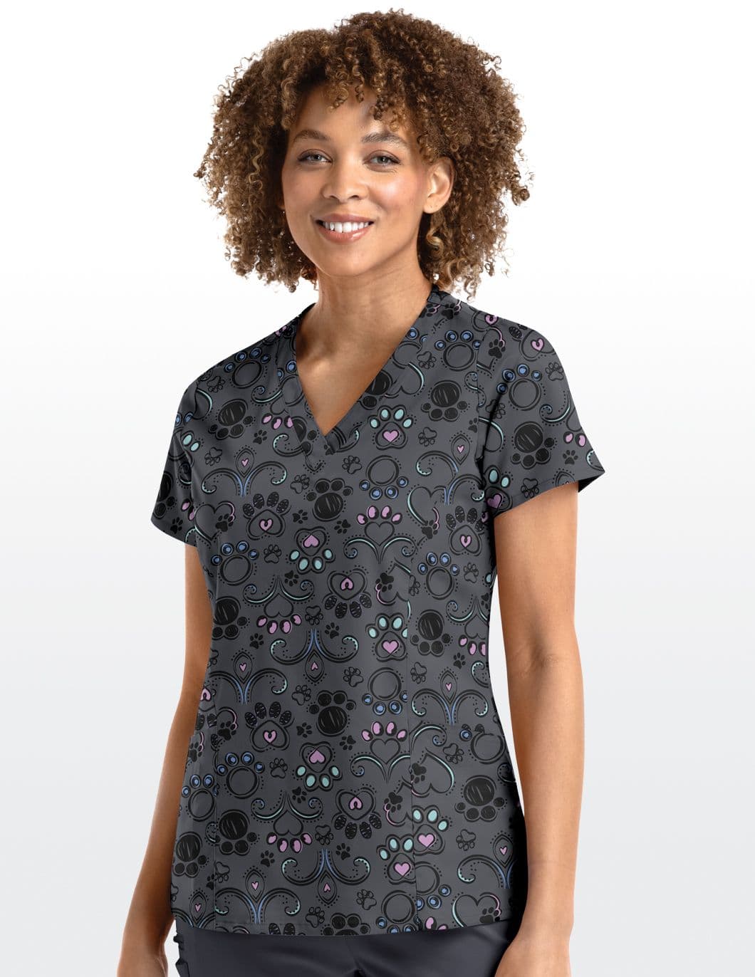 Maevn Print Scrub Top Regal Paws