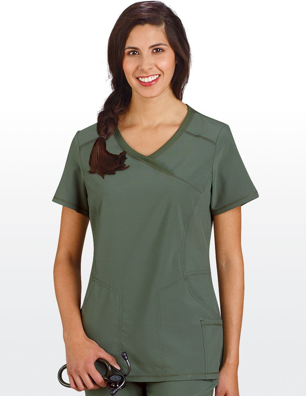 Cherokee Infinity Mock Wrap Scrub Top