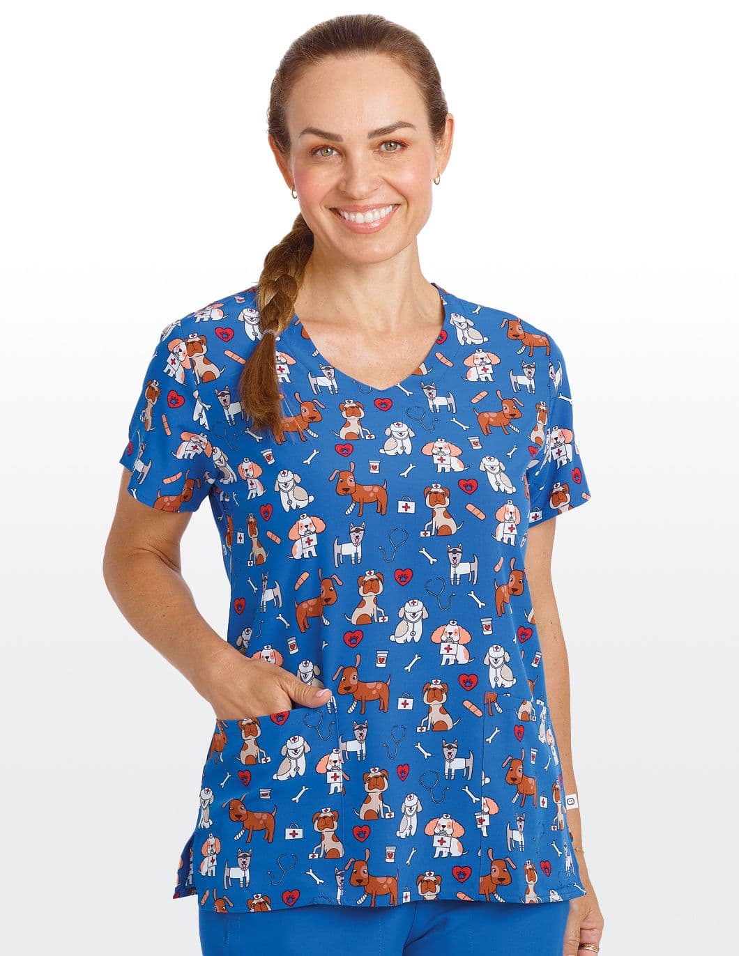 Wink Print Scrub Top Dog-Ter Duty