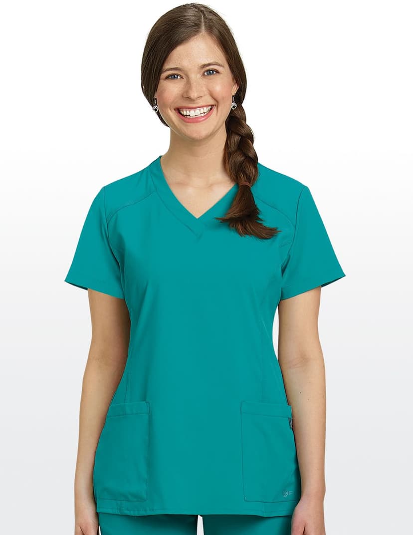 White Cross Fit Two Pocket Scrub Top