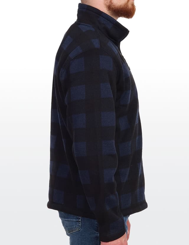 Landway Men's 1/4 Zip Knit Plaid Fleece Pullover