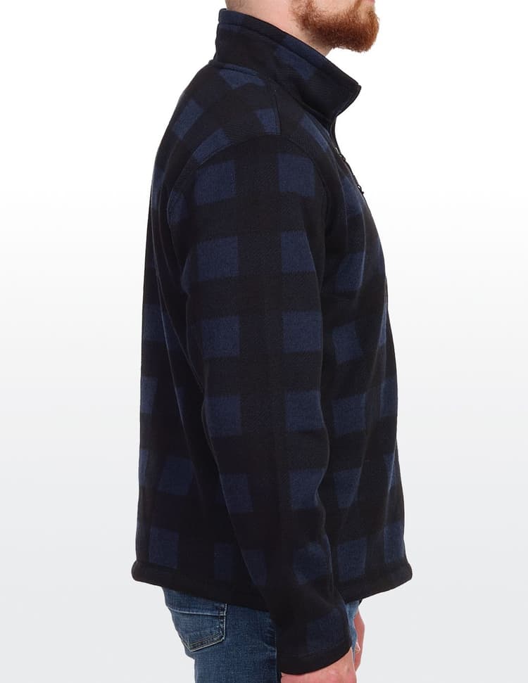 Landway Men's 1/4 Zip Knit Plaid Fleece Pullover