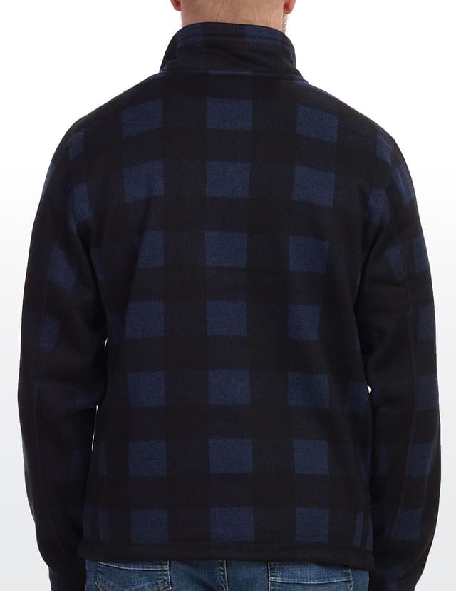 Landway Men's 1/4 Zip Knit Plaid Fleece Pullover