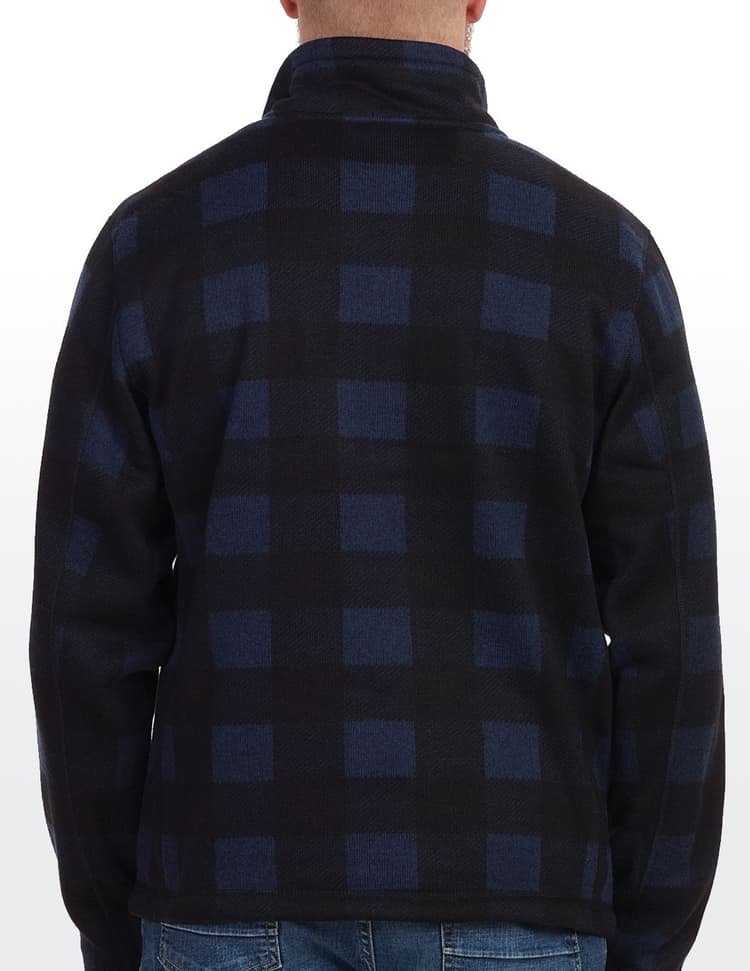 Landway Men's 1/4 Zip Knit Plaid Fleece Pullover